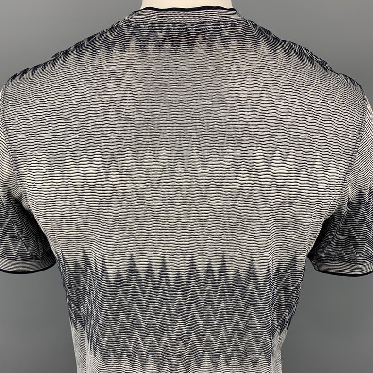 MISSONI Size XL Zig Zag Grey and Black Cotton Crew-Neck T-shirt at 1stDibs