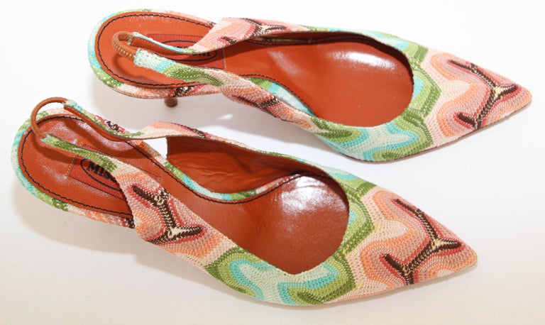 Missoni Slingback Heel Pump Multi Colored Knit Italy Size 9 For Sale at ...