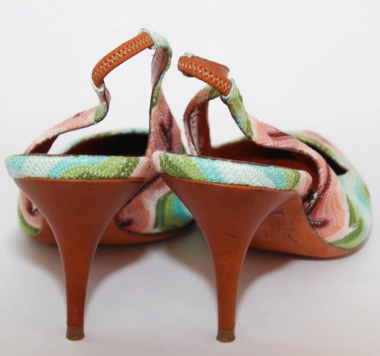 Missoni Slingback Heel Pump Multi Colored Knit Italy Size 9 For Sale at ...