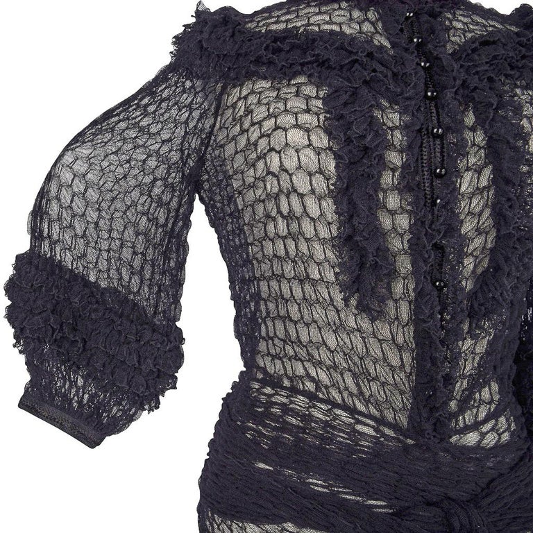 Missoni Top Black Knit Mesh w/ Ruffles 3/4 Sleeve SO Pretty 44 / 8 at ...