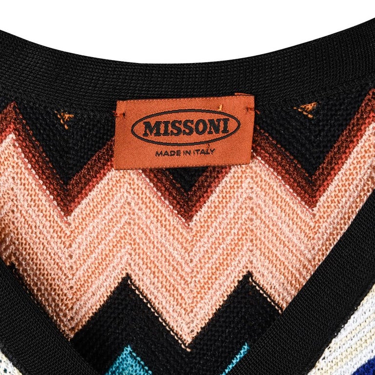 Missoni Top V Neck Iconic Zig Zag Print 46 at 1stDibs | zigzag