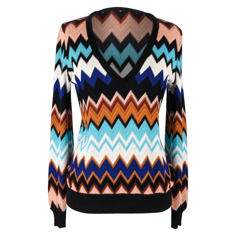 Missoni Top V Neck Iconic Zig Zag Print 46 at 1stDibs | zigzag