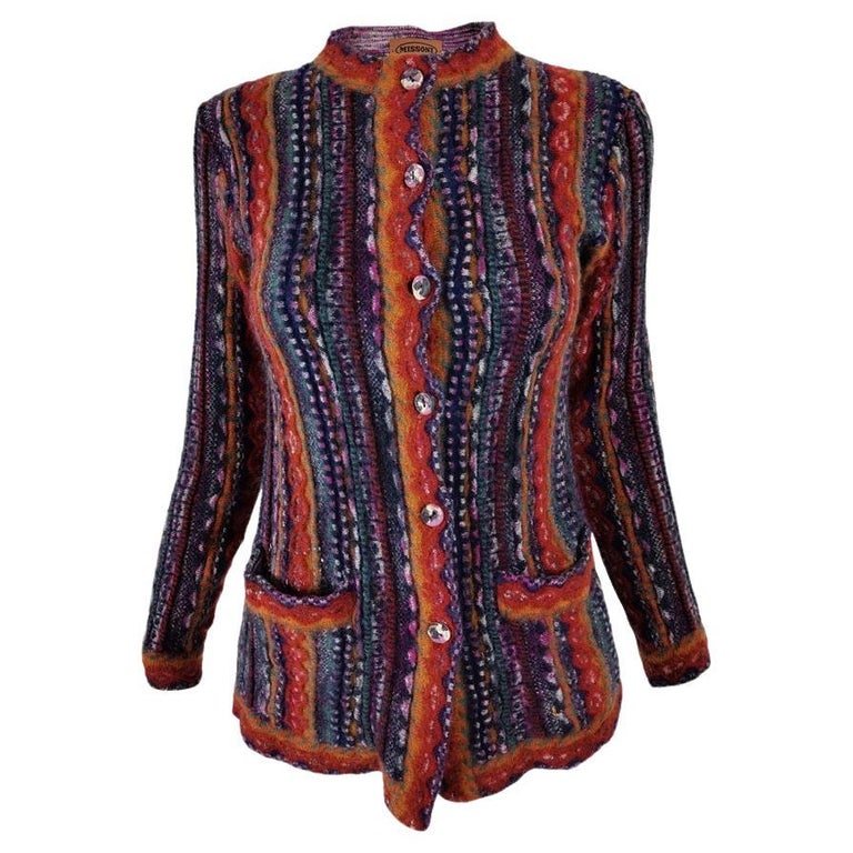 Missoni Vintage 90s Textured Abstarct Pattern Rainbow Knit Jacket ...