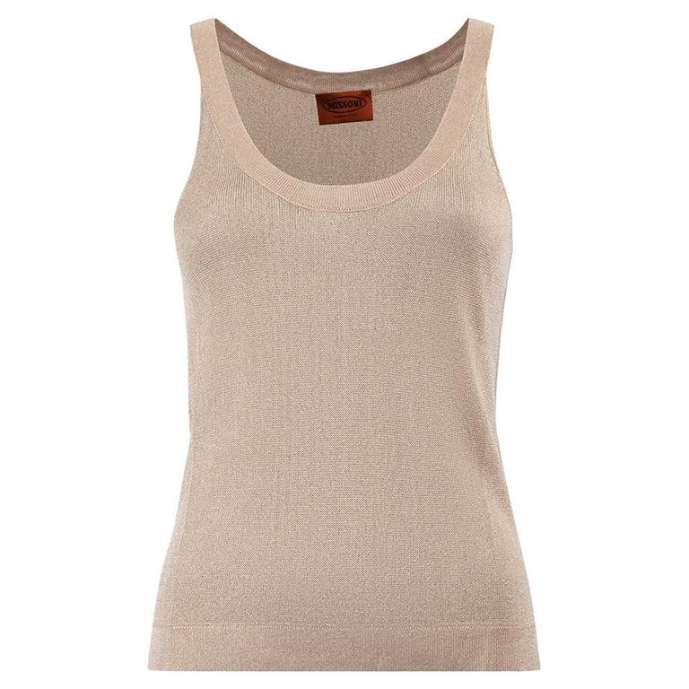 Missoni Women's Beige Shimmer Knit Tank Top For Sale at 1stDibs