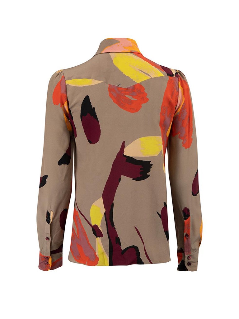 Missoni Women's Grey Silk Floral Petal Button Up Blouse For Sale at 1stDibs