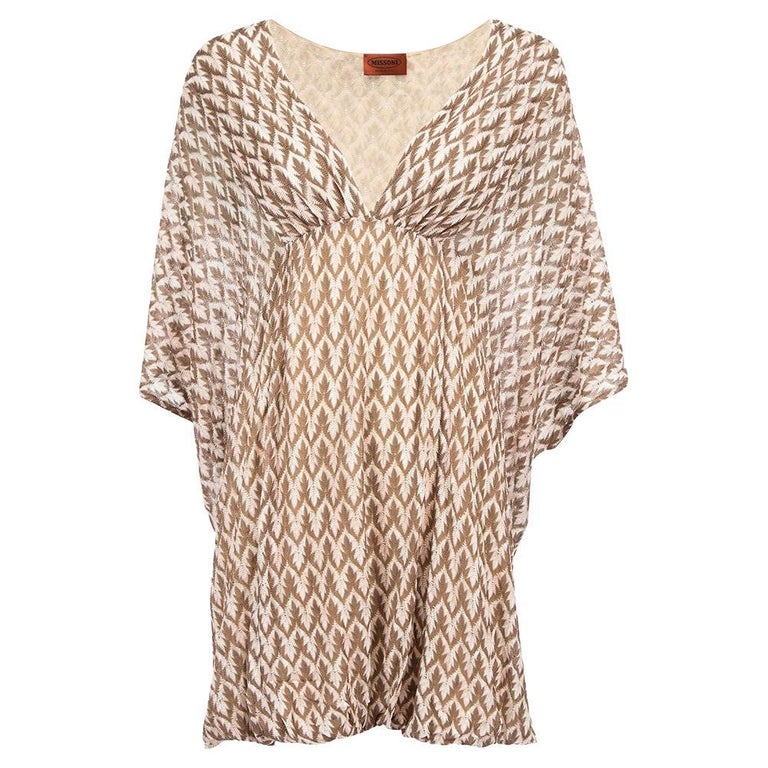 Missoni Women's Pink and Brown Geometric Pattern Belted Tunic For Sale ...