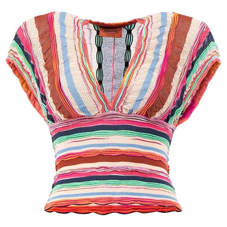 Missoni Women's Striped Deep V Stretchy Top For Sale at 1stDibs