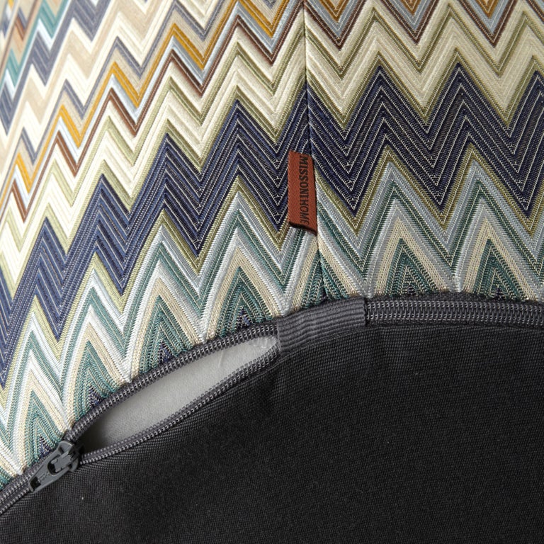 Missoni Home Masuleh Cylinder Pouf with Multicolor and Blue Chevron ...