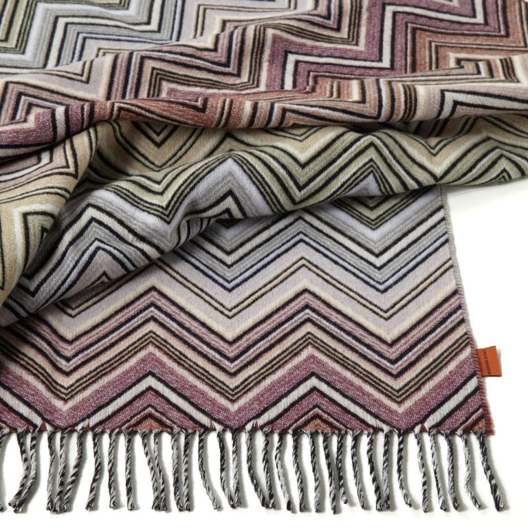 Missoni Home Perseo Throw in Multicolor Chevron Print with Black Fringe ...