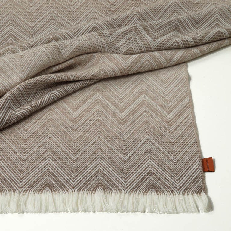 Missoni Home Timmy Throw in Beige and Gray Chevron Print For Sale at ...