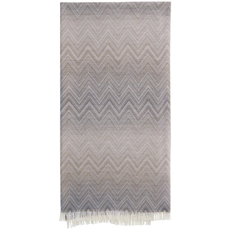 Missoni Home Timmy Throw in Beige and Gray Chevron Print For Sale at ...