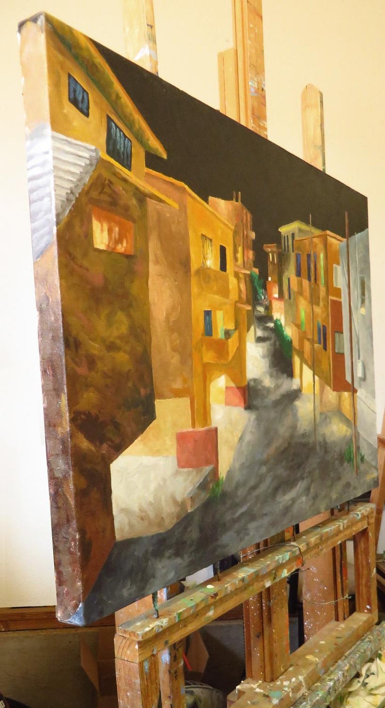 Mitchell Freifeld - Stucco Apartments, Oil Painting For Sale at 1stDibs