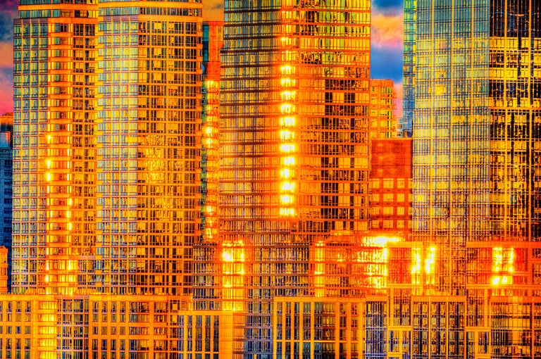 Mitchell Funk - Golden Reflections off Manhattan Skyscrapers For Sale ...