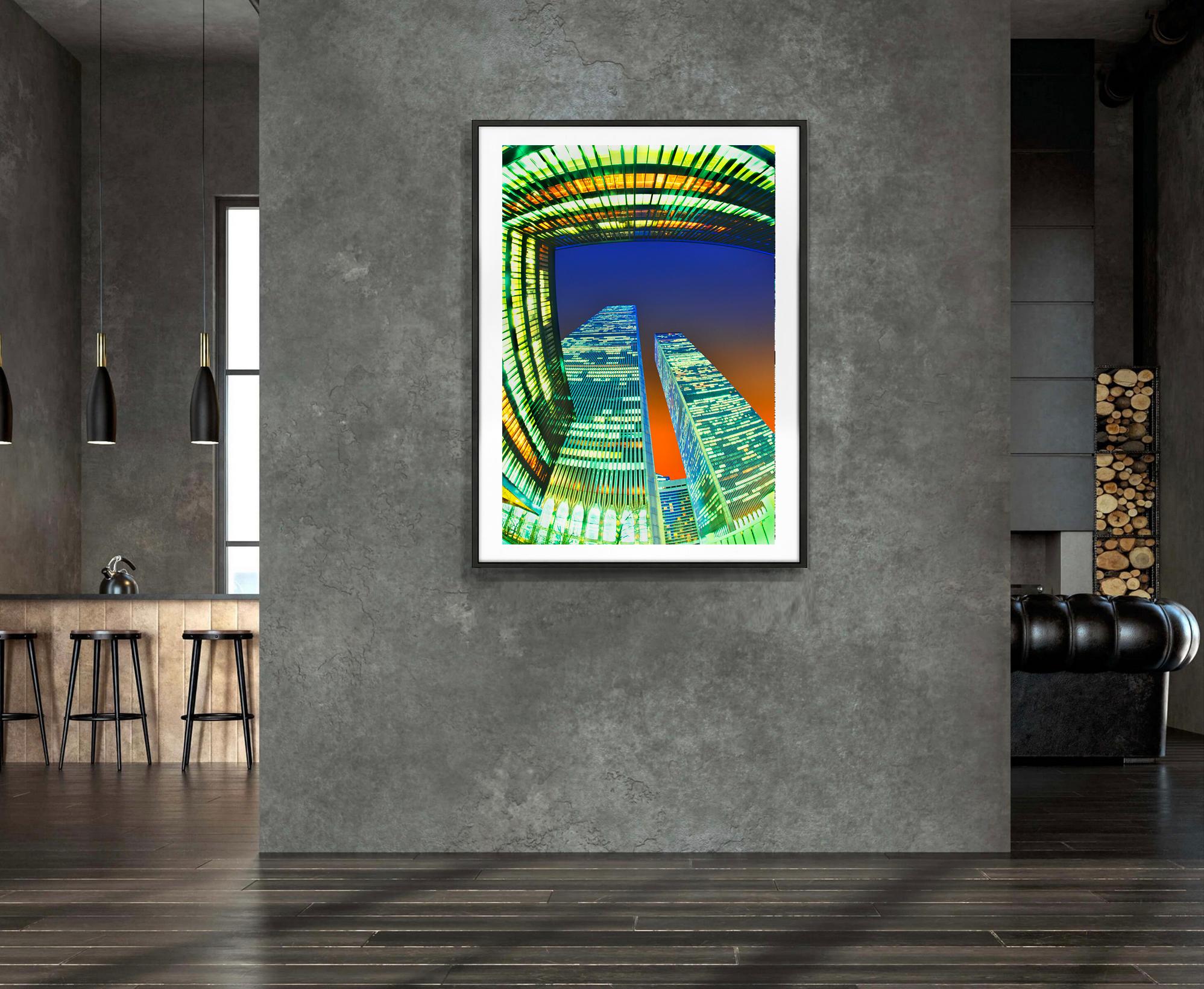Mitchell Funk - World Trade Center Upward View Dusk, NYC, Vintage Fine ...