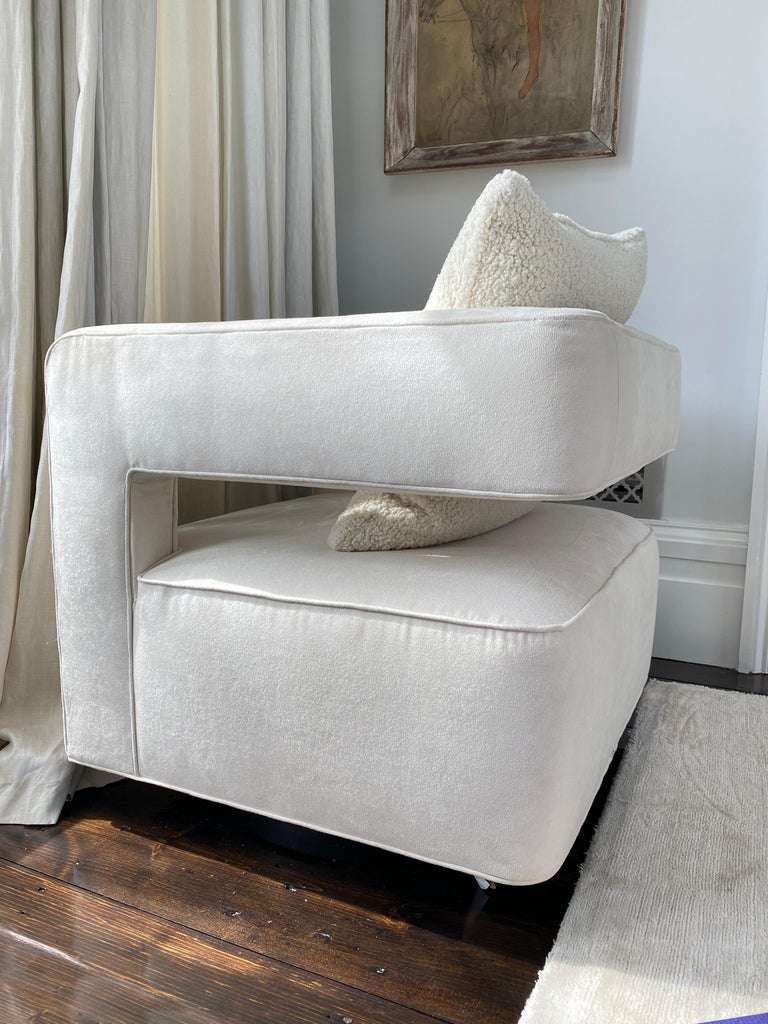 Nico Swivel microsuede Chair, Pair at 1stDibs