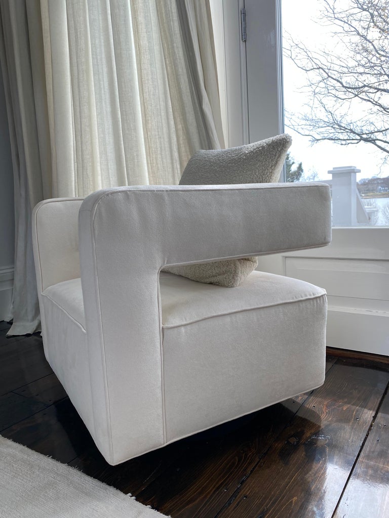 Nico Swivel microsuede Chair, Pair at 1stDibs