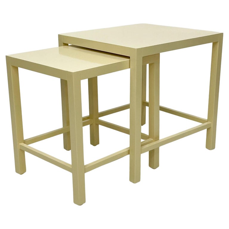 Mitchell Gold + Bob Williams Modern Side Nesting Tables Ivory Lacquer Set of Two For Sale at 1stDibs
