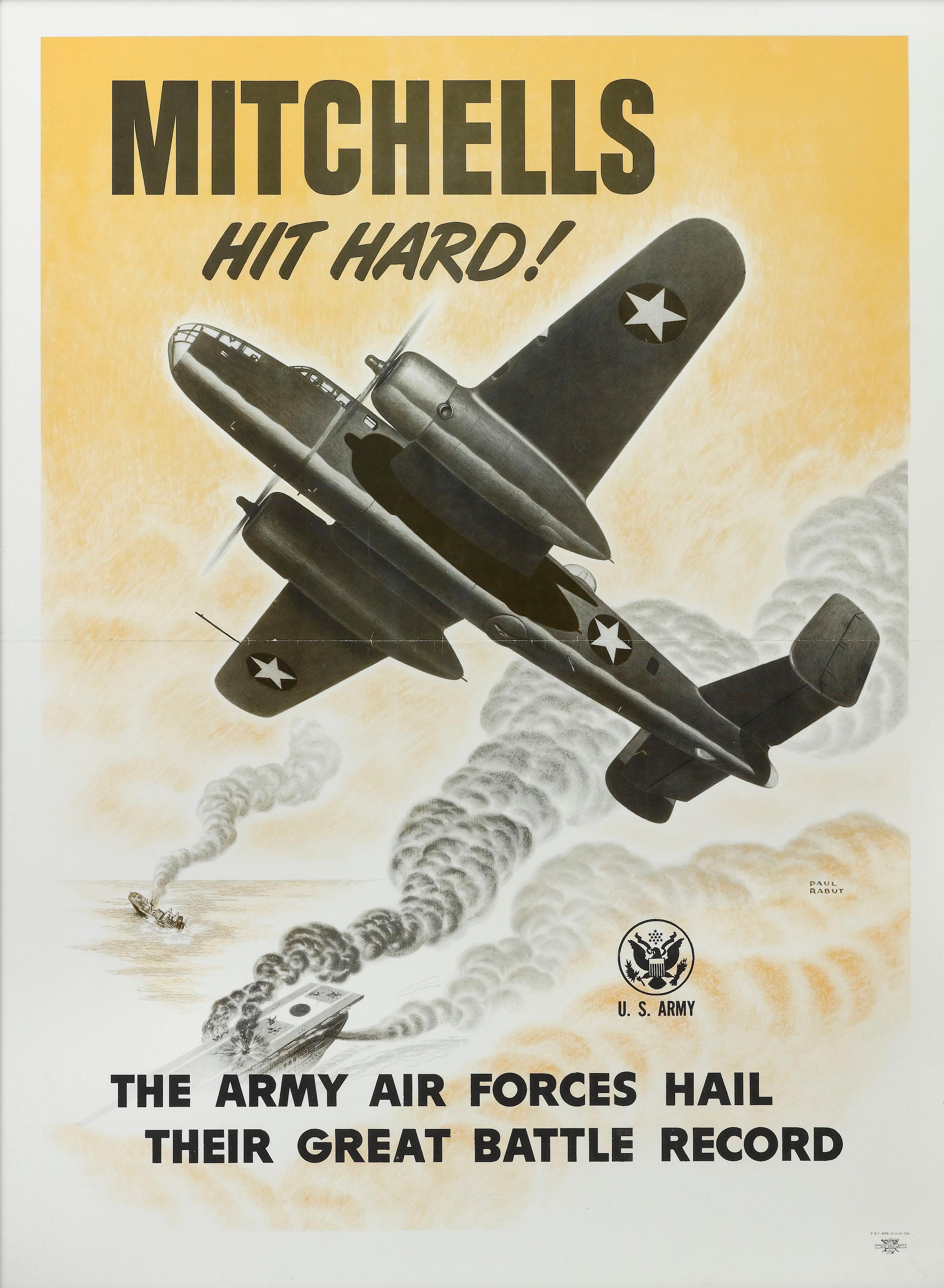 "Mitchells Hit Hard" Vintage Army Air Forces WWII Poster, 1943 For Sale ...