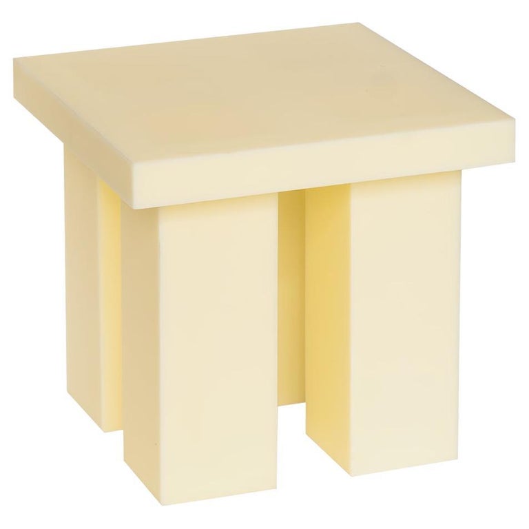 Mitre Side Table in Yellow Acrylic by Mock Studio For Sale at 1stDibs