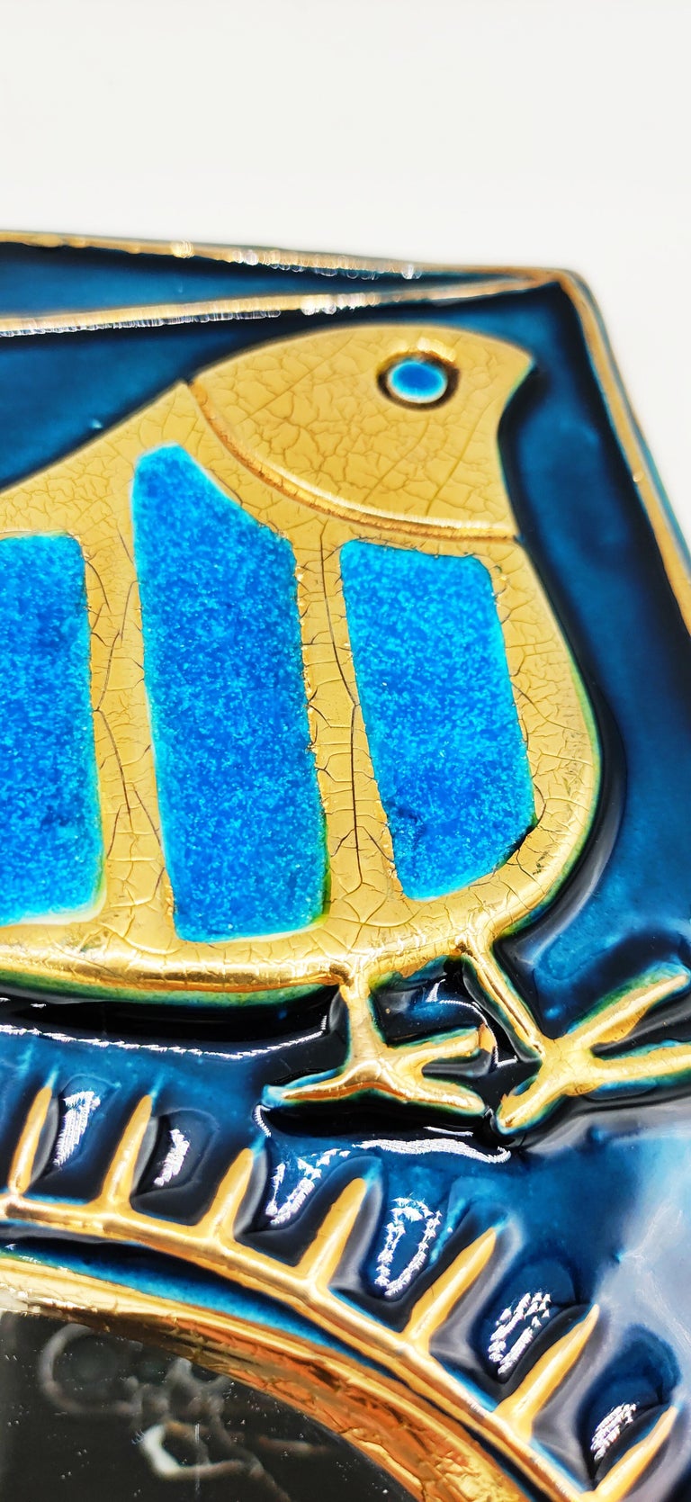 Mithé Espelt Ceramic Set Mirror and Box, France 1960s For Sale at 1stDibs