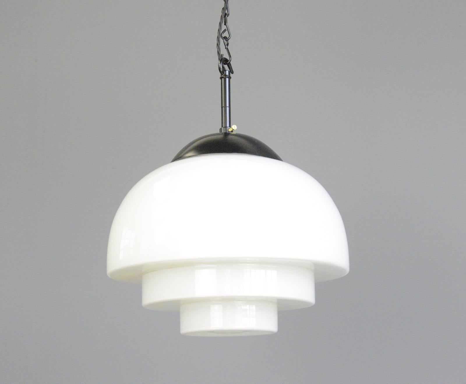 Mithras Opaline Glass Pendant Light by August Walter and Sohne at 1stDibs