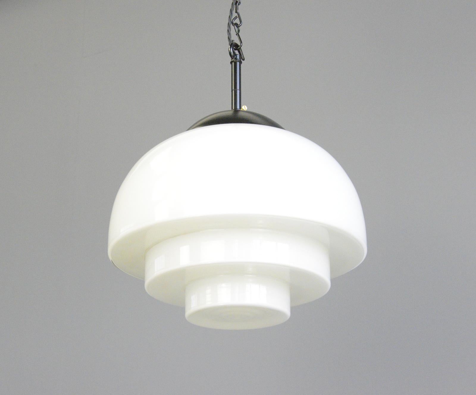 Mithras Opaline Glass Pendant Light by August Walter and Sohne at 1stDibs