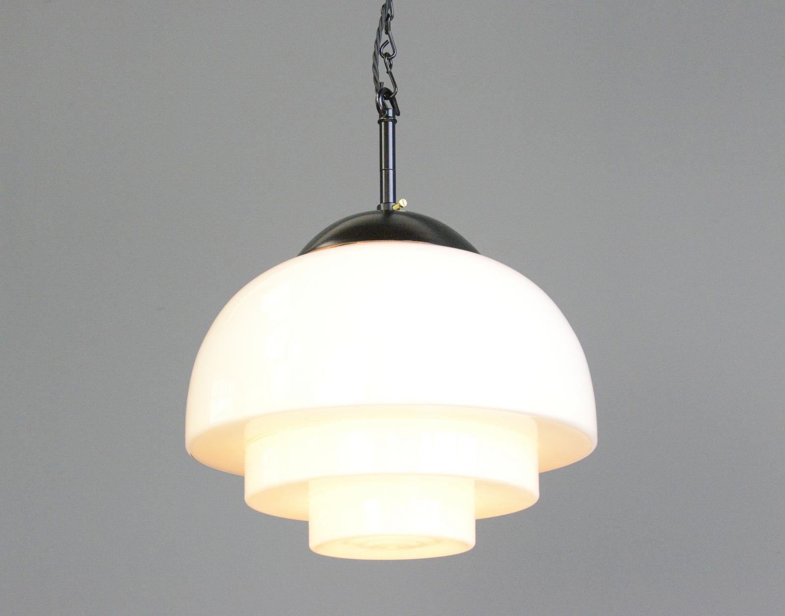 Mithras Opaline Glass Pendant Light by August Walter and Sohne at 1stDibs