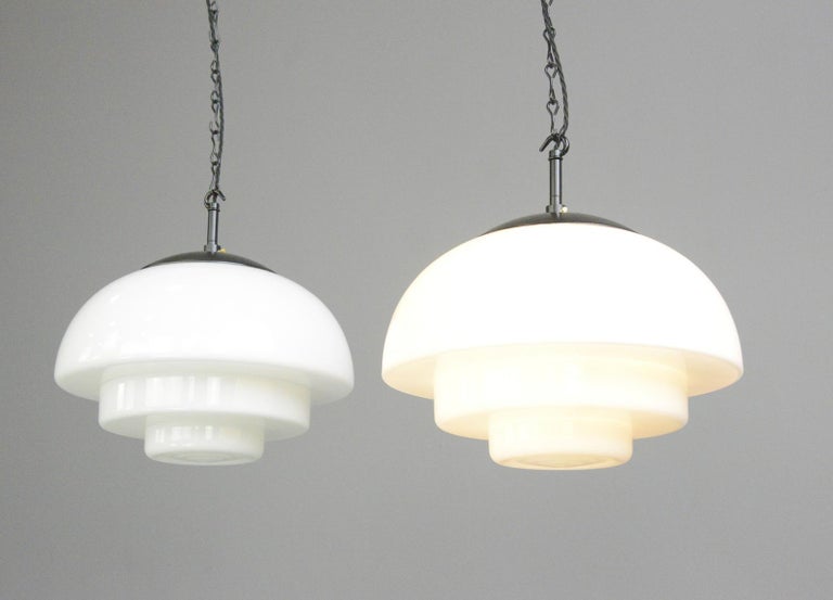 Mithras Opaline Glass Pendant Lights by August Walter and Sohne For ...