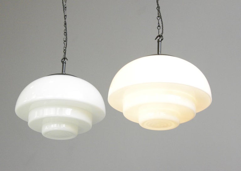 Mithras Opaline Glass Pendant Lights by August Walter and Sohne For ...