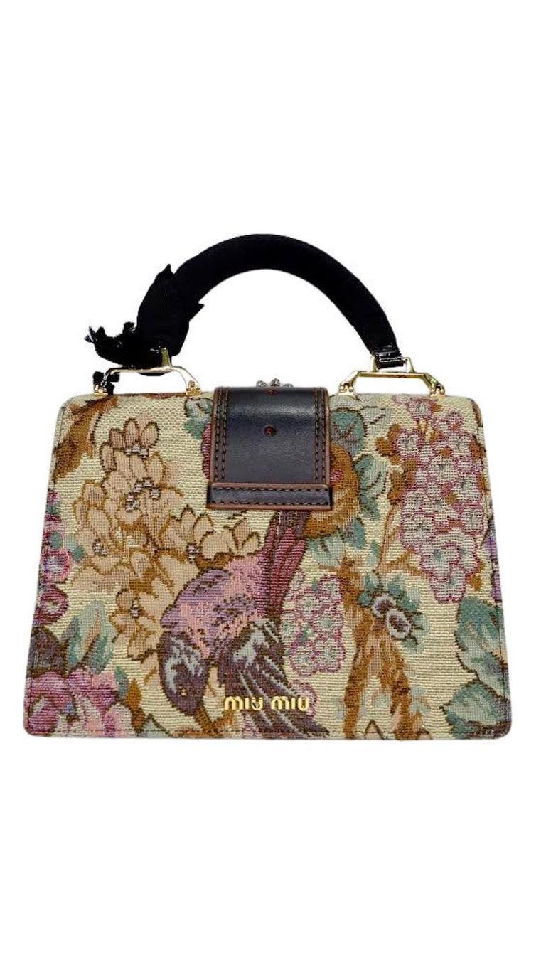 Miu Miu 2016 Floral Jacquard Crystal Handbag For Sale at 1stDibs
