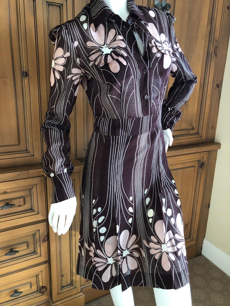 Miu Miu Art Nouveau Pattern Semi Sheer Finely Woven Wool Blend Dress ...