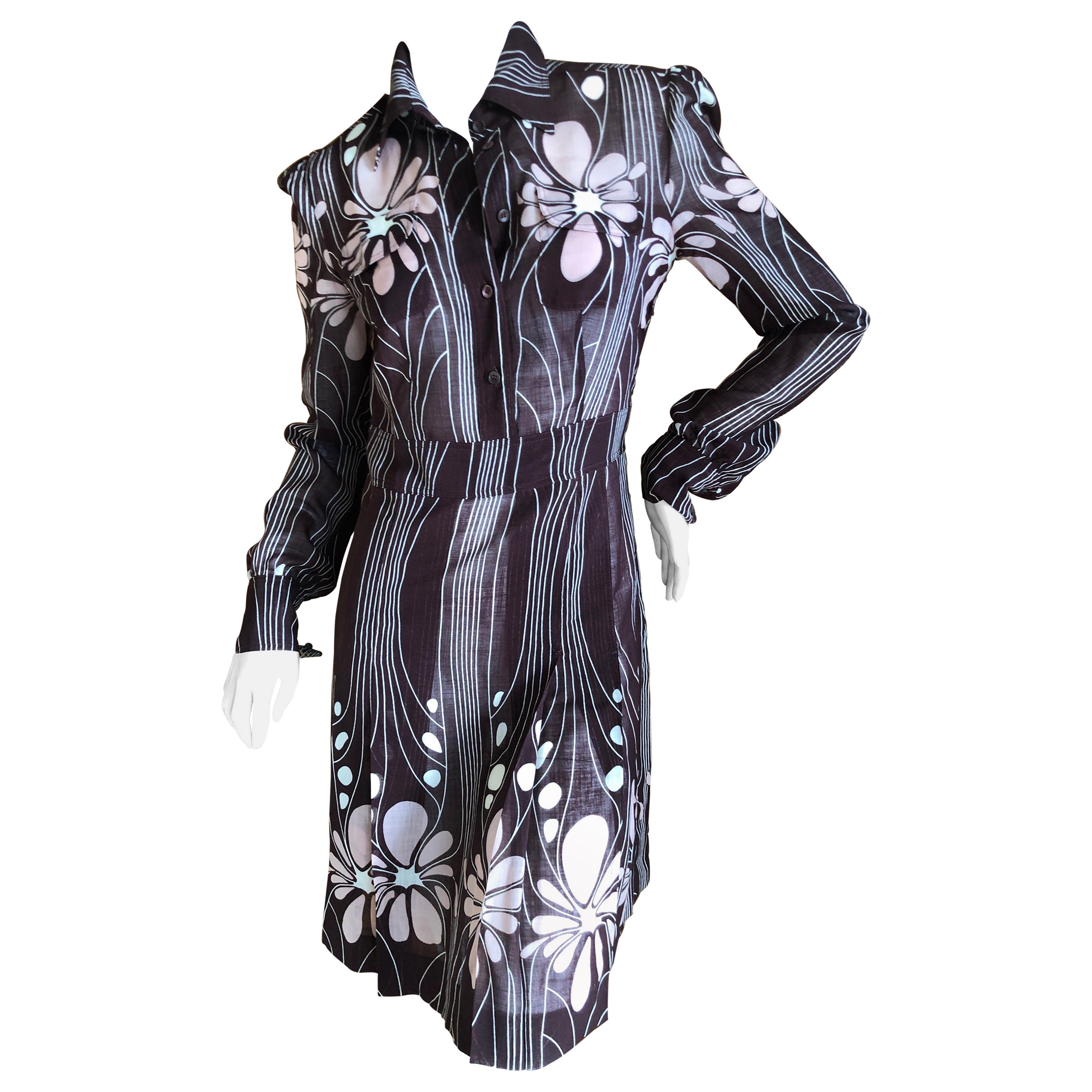 Miu Miu Art Nouveau Pattern Semi Sheer Finely Woven Wool Blend Dress ...