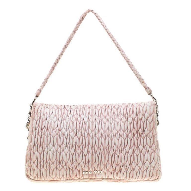 Miu Miu Baby Pink Matelasse Nappa Leather Crystal Shoulder Bag at 1stDibs