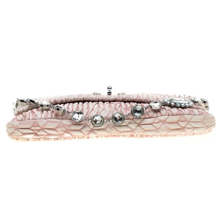 Miu Miu Baby Pink Matelasse Nappa Leather Crystal Shoulder Bag at 1stDibs