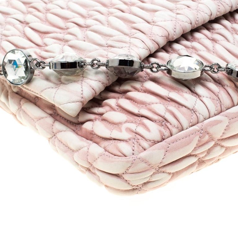 Miu Miu Baby Pink Matelasse Nappa Leather Crystal Shoulder Bag For Sale at 1stDibs