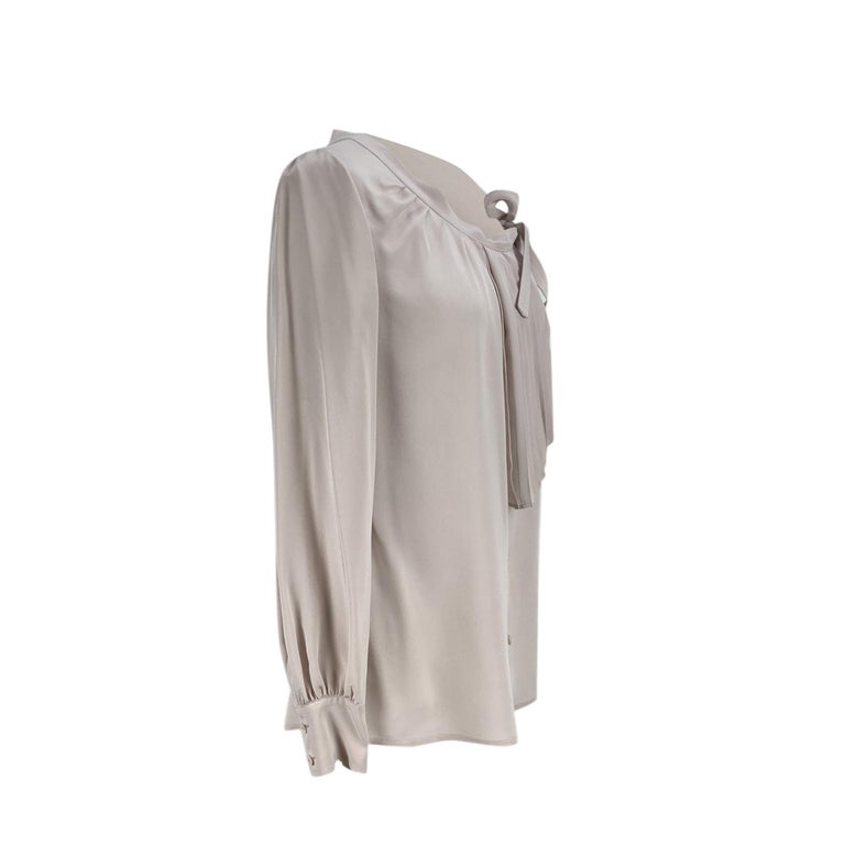 Miu Miu Baby Pink Silk Blouse Button Down Shirt with Bib Size 42 IT For ...