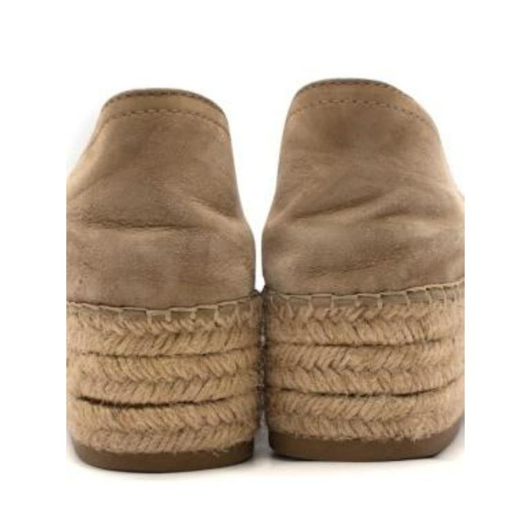 Miu Miu Beige Suede Crystal-embellished Espadrille Flatform For Sale at ...