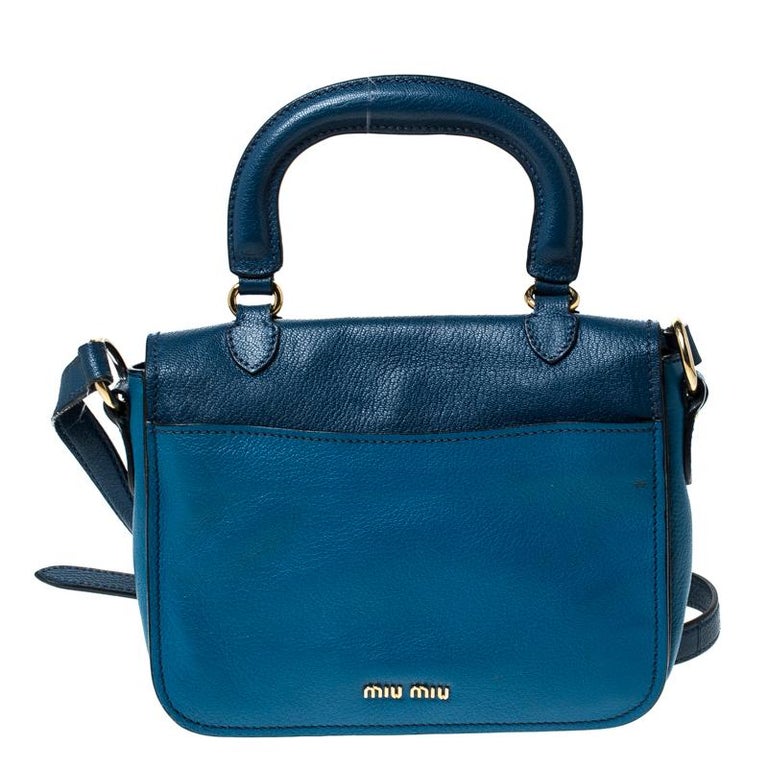 Miu Miu Bicolor Leather Madras Top Handle Bag at 1stDibs