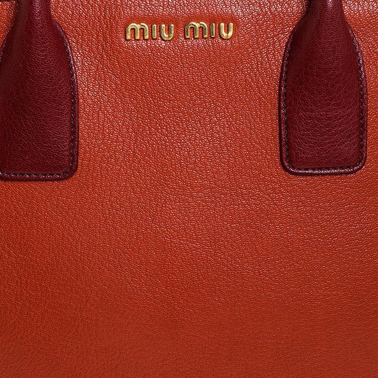 Miu Miu Bicolor Leather Madras Tote For Sale at 1stDibs