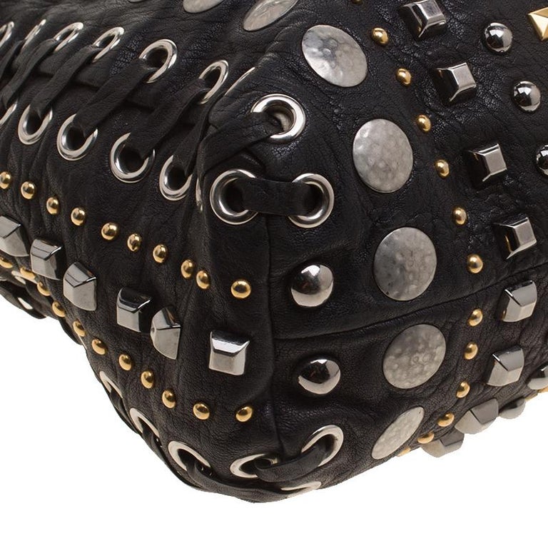 Miu Miu Black Leather Studded Monk Bag For Sale at 1stDibs | miu miu ...