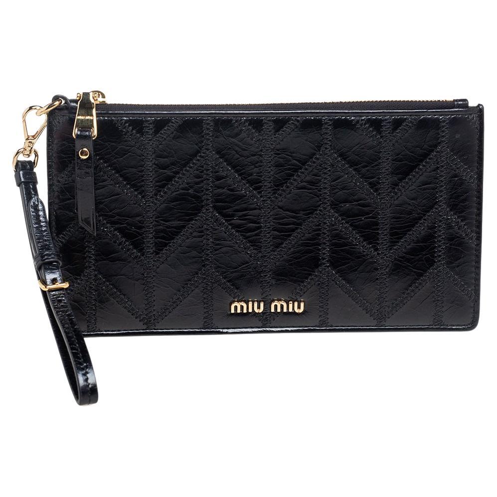 Miu Miu Blue Leather Madras Flap Wallet at 1stDibs