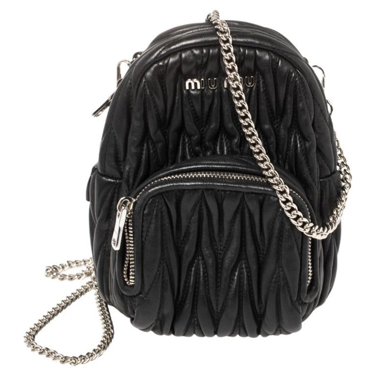 Miu Miu Black Matelassé Leather Micro Backpack at 1stDibs