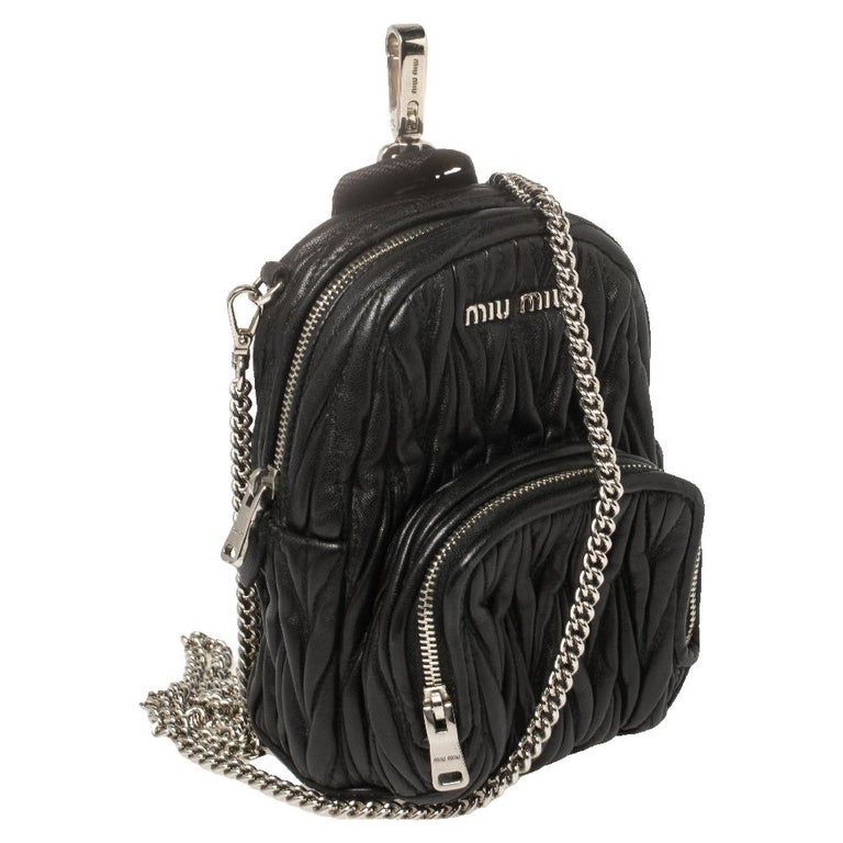 Miu Miu Black Matelassé Leather Mini Backpack at 1stDibs