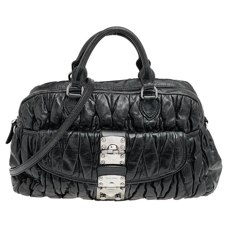 Miu Miu Black Matelasse Leather Tote For Sale at 1stDibs