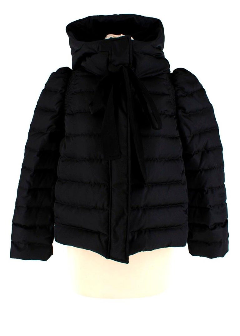 Miu Miu Black Nylon Quilted Hooded Puffer Jacket - Size US 0-2 For Sale ...