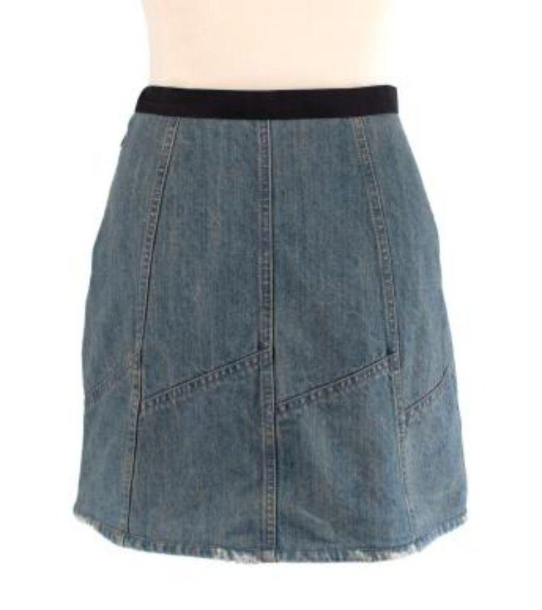 Miu Miu Black Satin Bow Denim Mini Skirt For Sale at 1stDibs