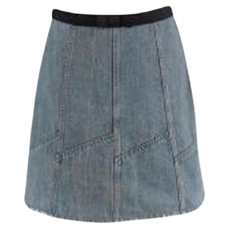 Miu Miu Black Satin Bow Denim Mini Skirt For Sale at 1stDibs