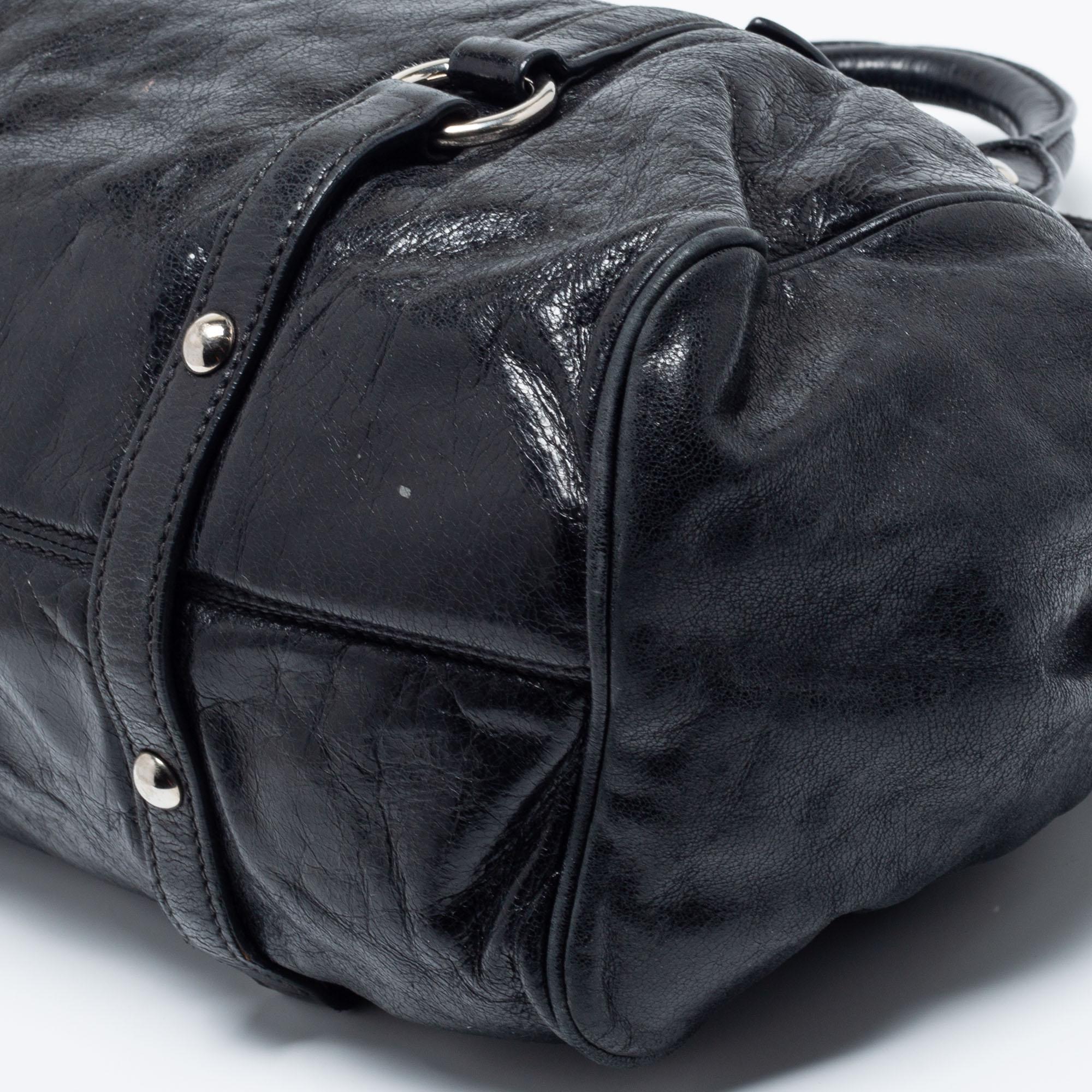 Miu Miu Black Vitello Lux Leather Bow Satchel at 1stDibs