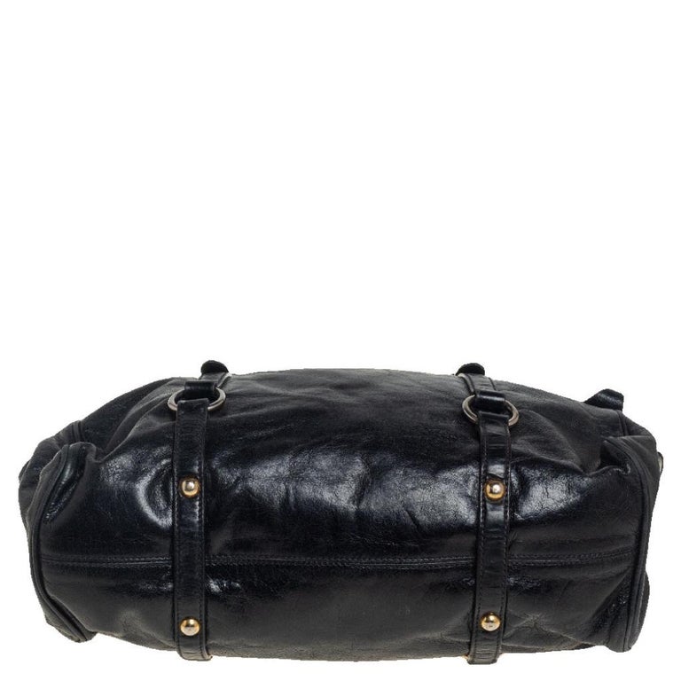 Miu Miu Black Vitello Lux Leather Bow Satchel For Sale at 1stDibs