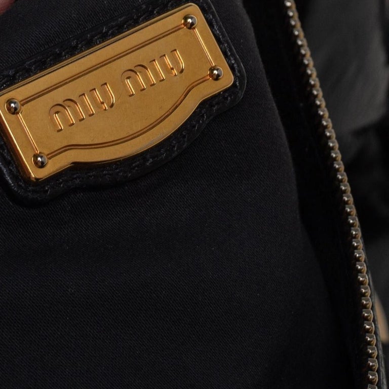 Miu Miu Black Vitello Lux Leather Bow Satchel For Sale at 1stDibs